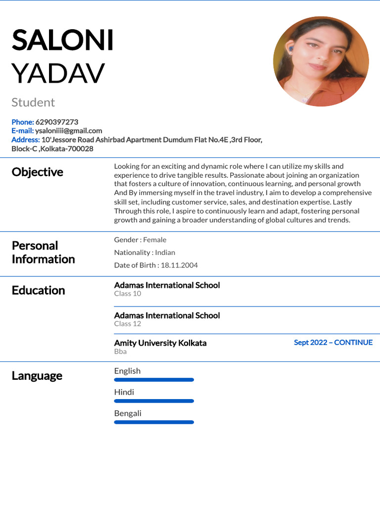 Saloni Resume 12 | PDF | Career & Growth | Wellness