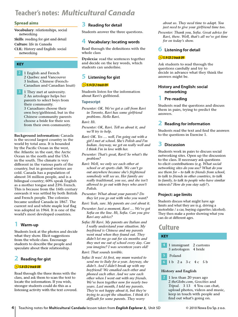Multicultural Canada: Lesson Plan Guide | PDF | Language Arts ...