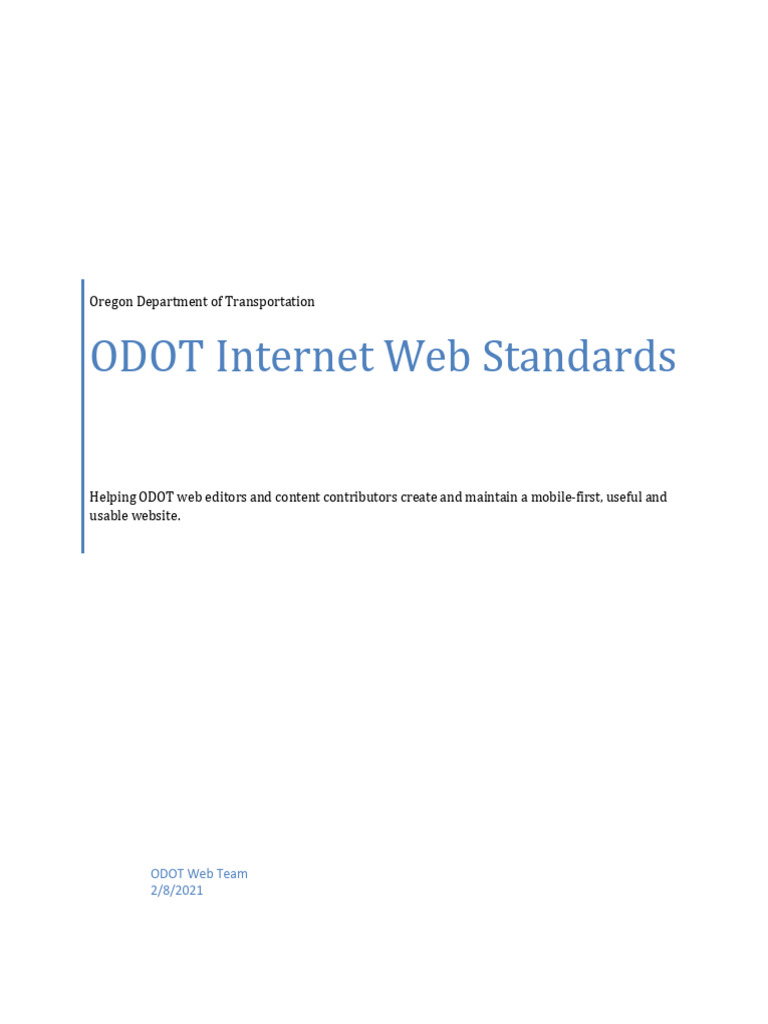 ODOT Web Standards InternetVersion | PDF | World Wide Web | Internet & Web