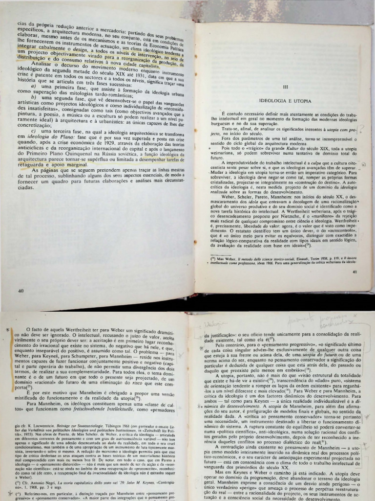 TAFURI, M. - Ideologia e Utopia. Projecto e Utopia | PDF | Max Weber ...