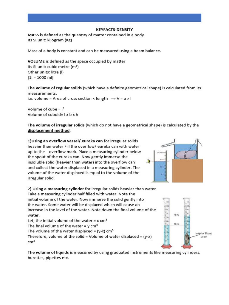 Keyfacts Density | PDF | Density | Volume