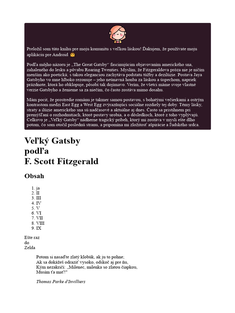Veľký Gatsby | PDF
