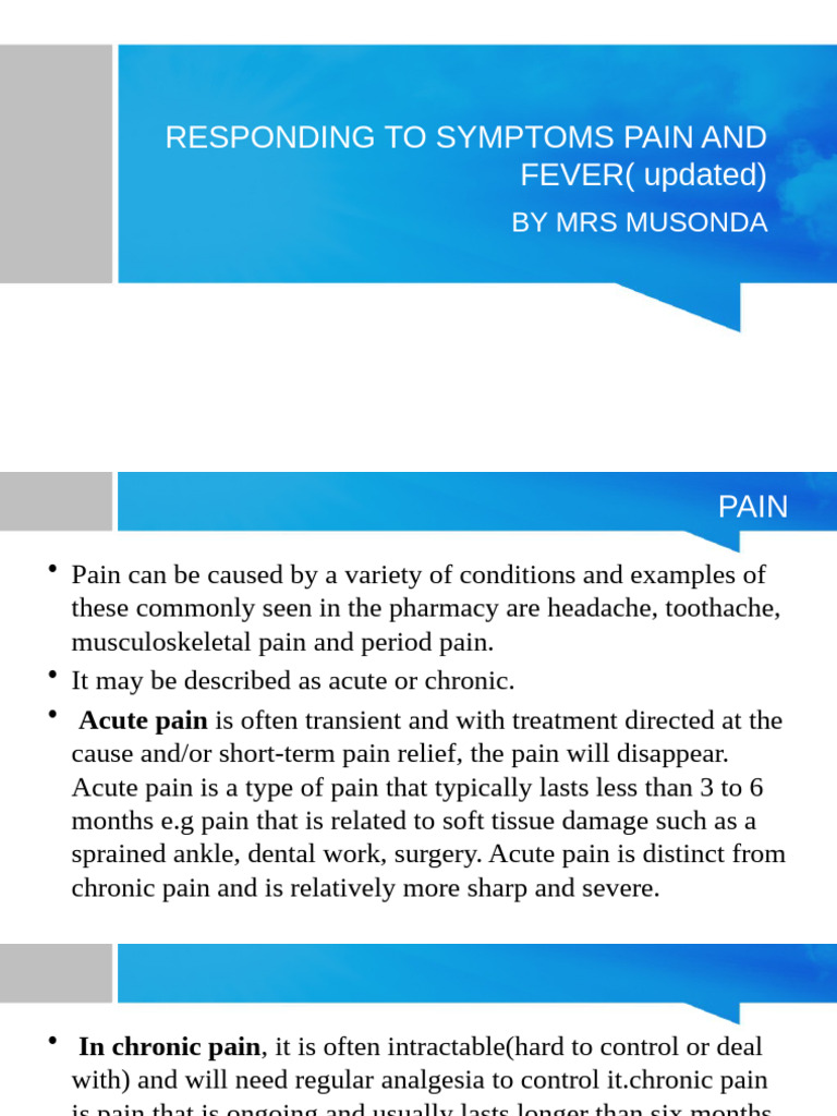 Responding To Symptoms Pain and Fever | PDF | Migraine | Headache