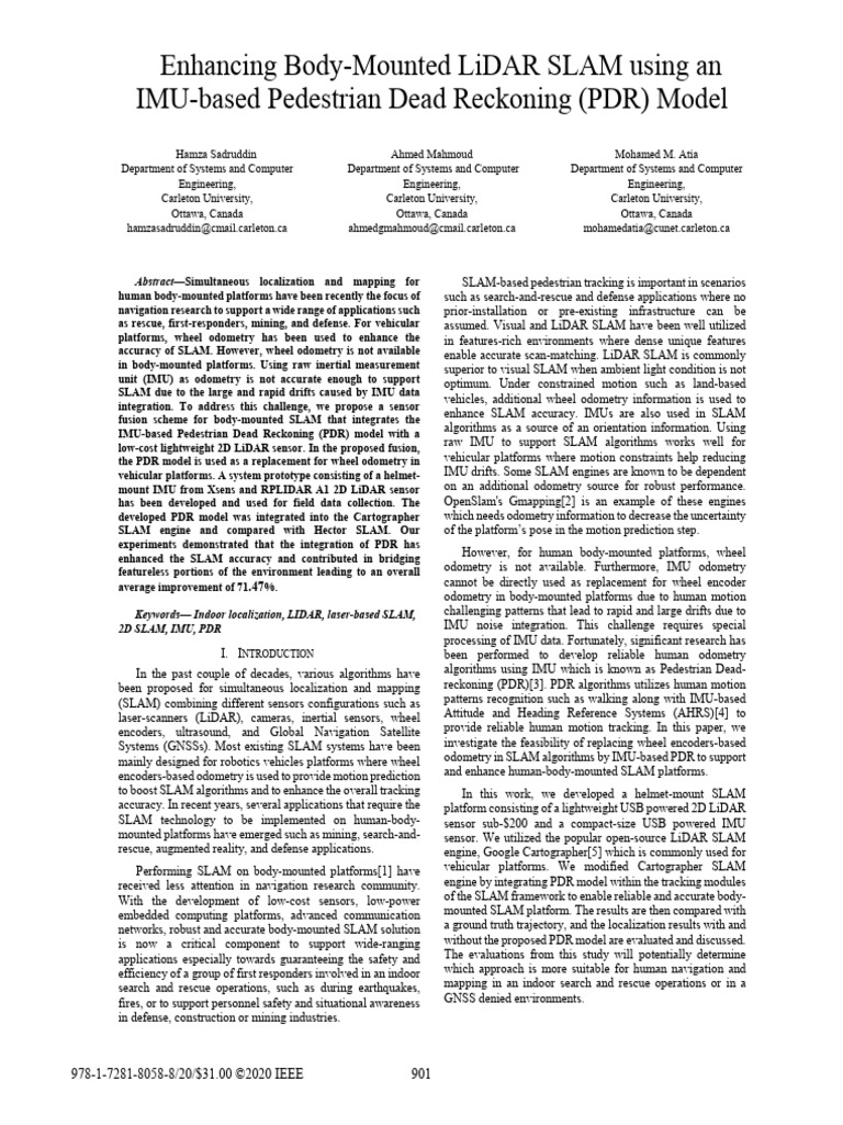 Enhancing Body-Mounted LiDAR SLAM Using An IMU-based Pedestrian Dead Reckoning PDR Model | PDF ...
