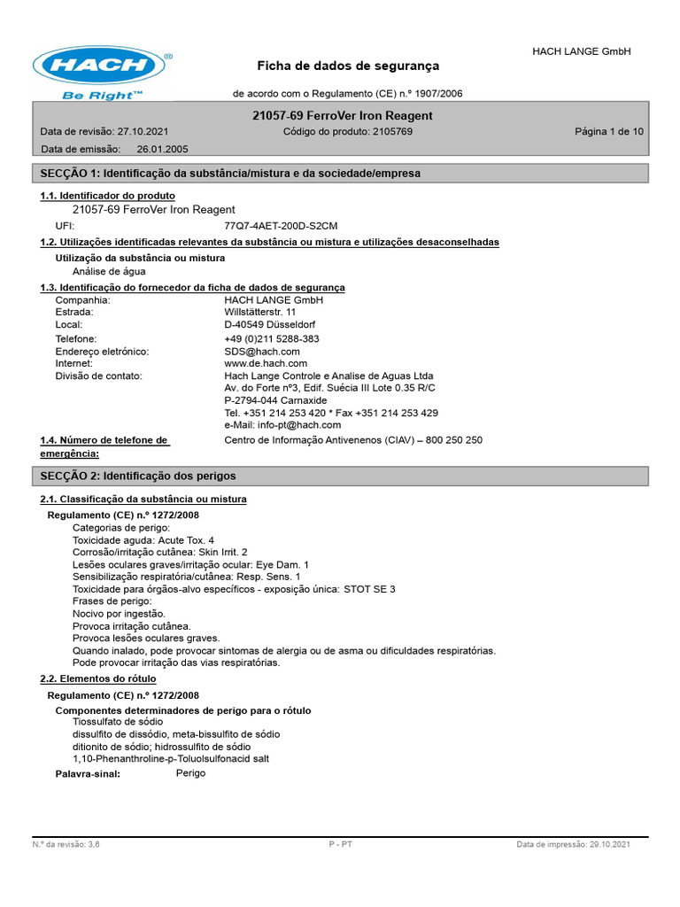 Fispq - 21057-69 Ferro Ver Iron Reagent - 27-10-2021 | PDF
