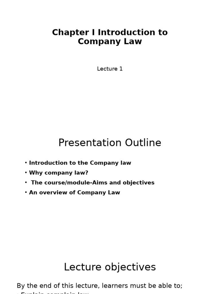 Introduction to Company Law Overview | PDF | Corporate Law | Governance