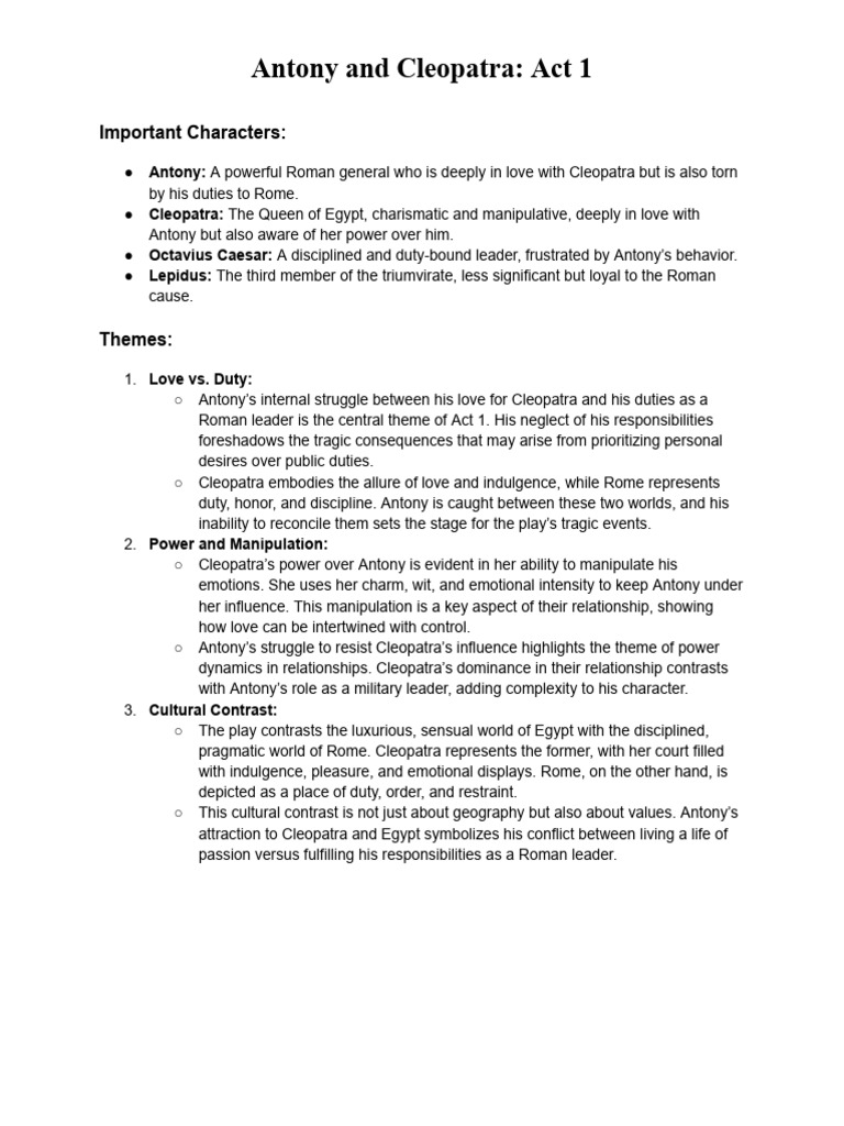 Antony and Cleopatra - Act 1 | PDF | Mark Antony | Cleopatra