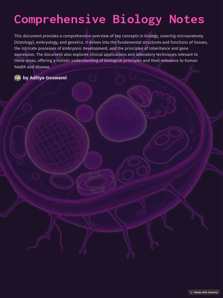 Comprehensive Biology Notes | PDF | Epithelium | Tissue (Biology)