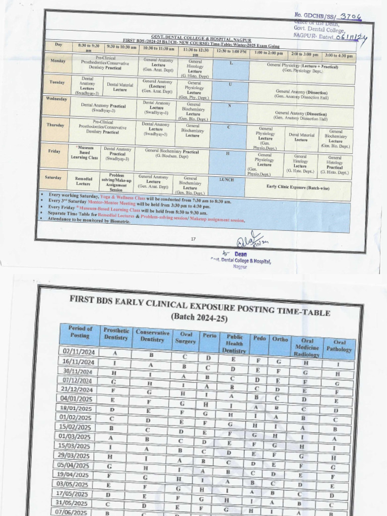 First Bds Time Table | PDF