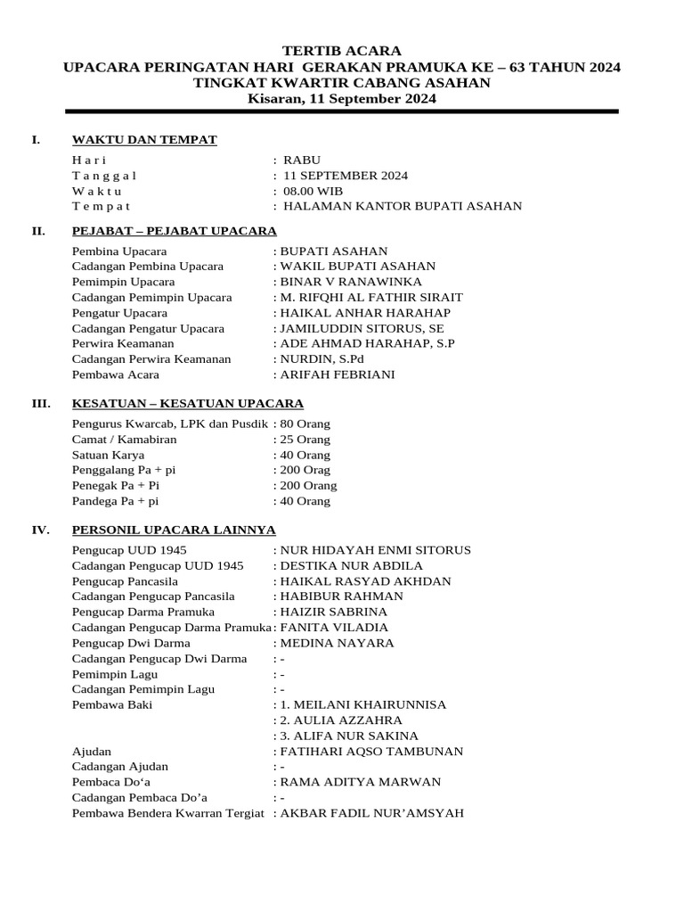 Tatib Hut Pramuka Ke 63 Tahun 2024 | PDF | Ilmu Sosial | Seni