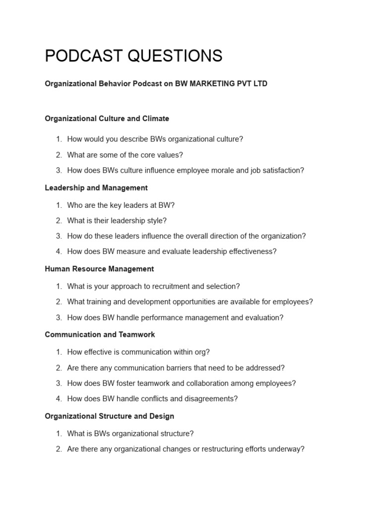 Podcast Questions | PDF