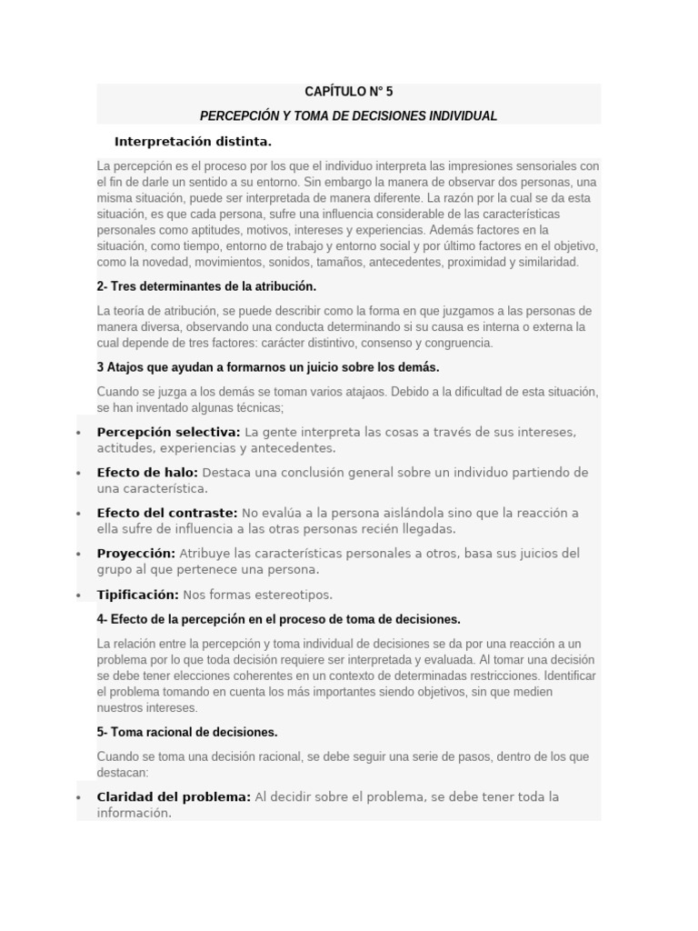 CAPÍTULO 5 Robbins | PDF | Toma de decisiones | Racionalidad