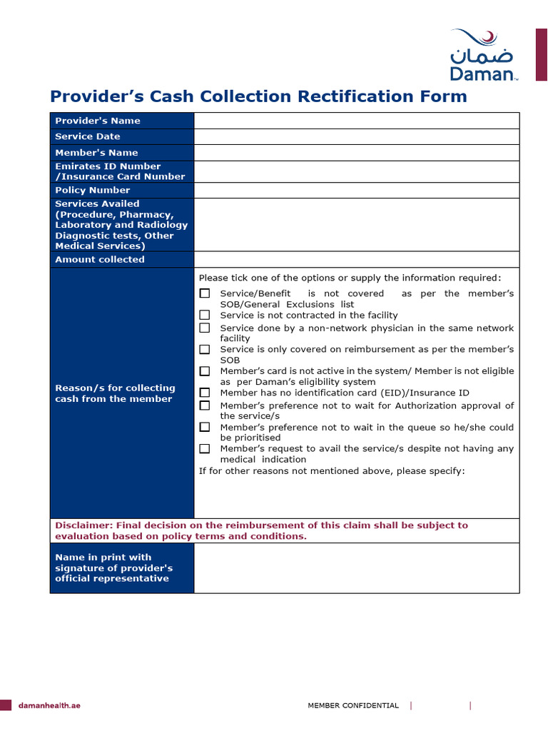 Providers Cash Collection Rectification Form-1 | PDF | Business ...