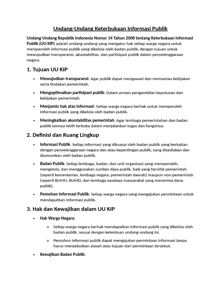 4.Undang-Undang Keterbukaan Informasi Publik | PDF