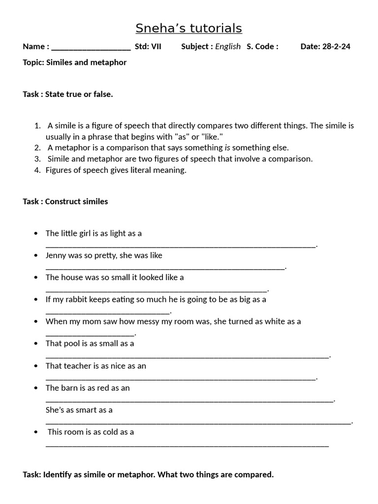 FOS - 1 Worksheet | PDF