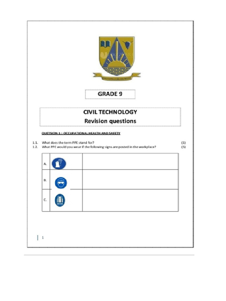 Grade 9 Civil Technology Revision | PDF