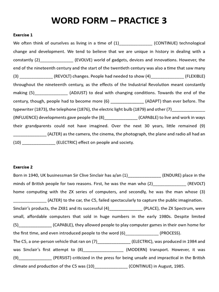 WORD FORM-Practice 3 | PDF