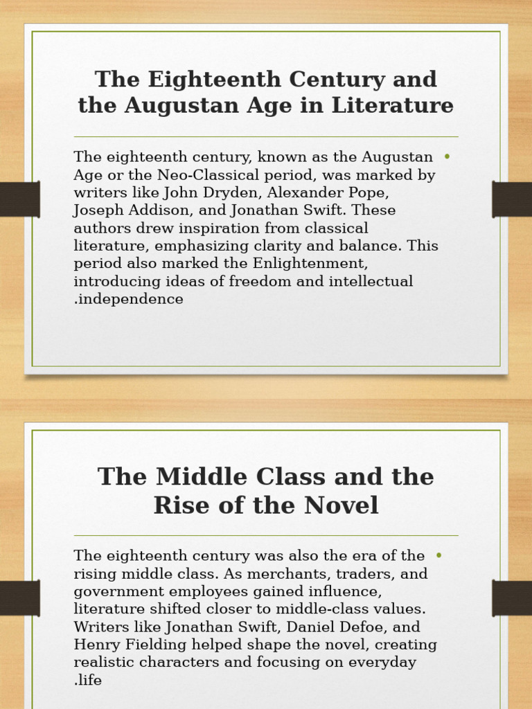Eighteenth Century Literature Summary | PDF