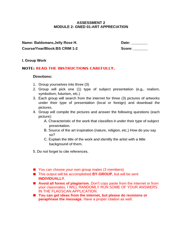 ASSESSMENT 2&3-MODULE 2&3-ART APPRECIATION | PDF
