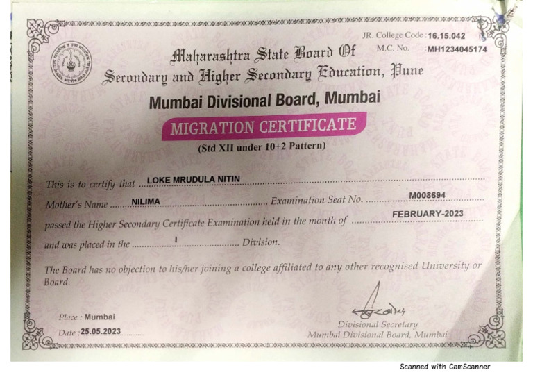 Migration Certificate | PDF