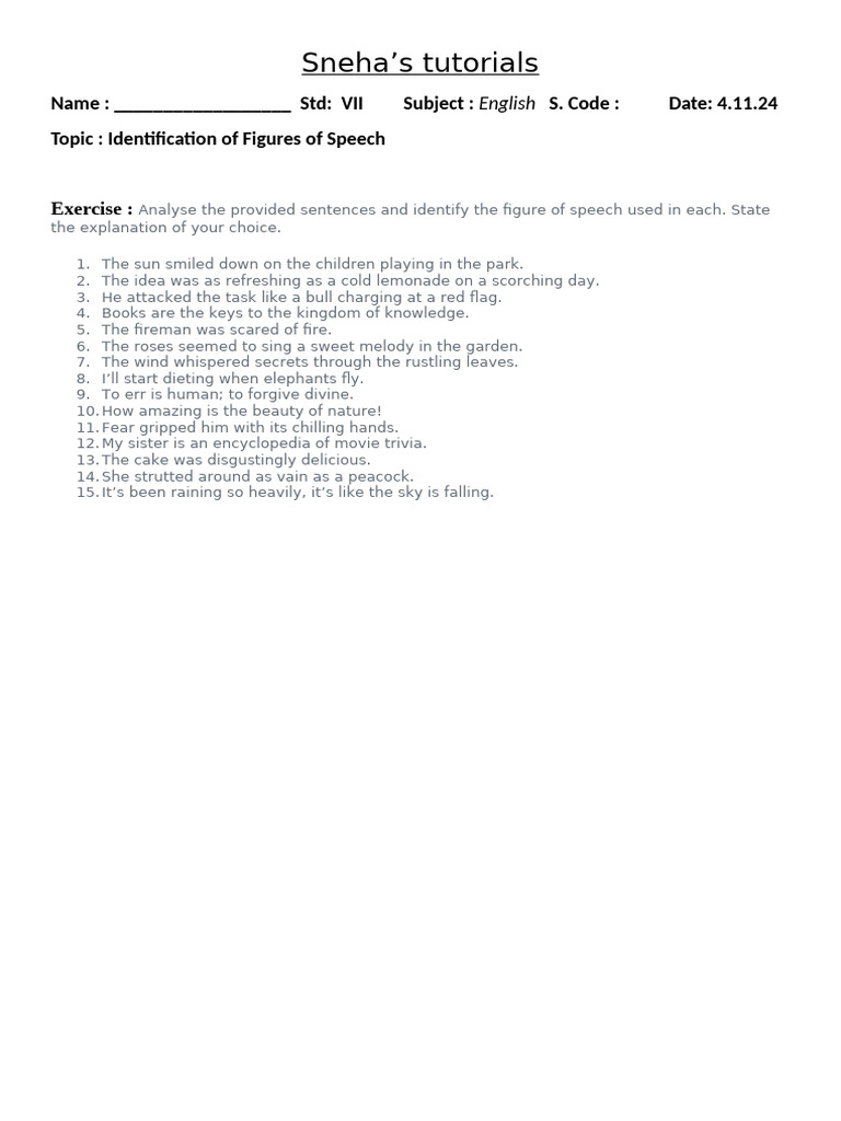 Figures of Speech Identification | PDF