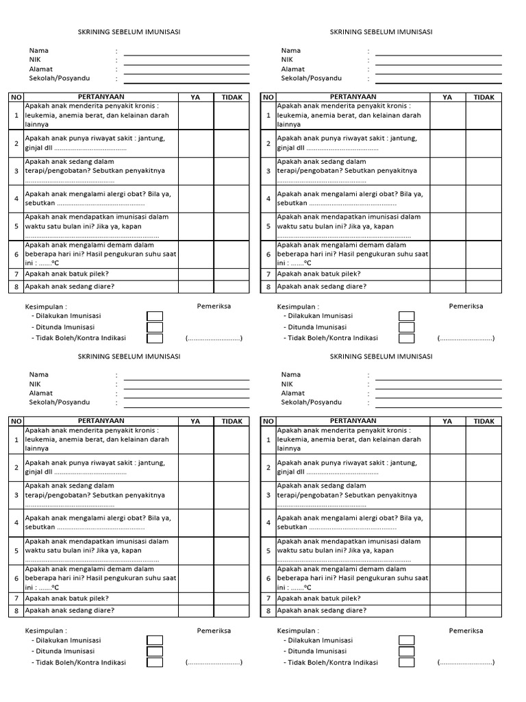 Form Skrining Bias Anak Sekolah | PDF