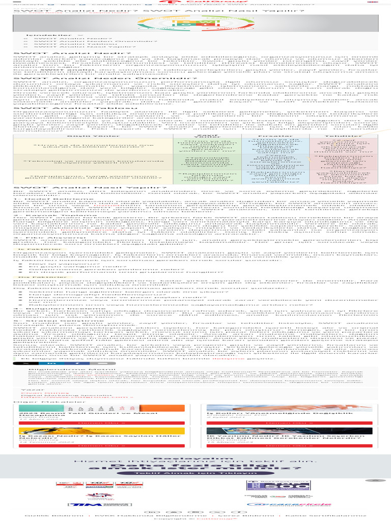 SWOT Analizi Nedir Swot Analizi Nasıl Yapılır | PDF