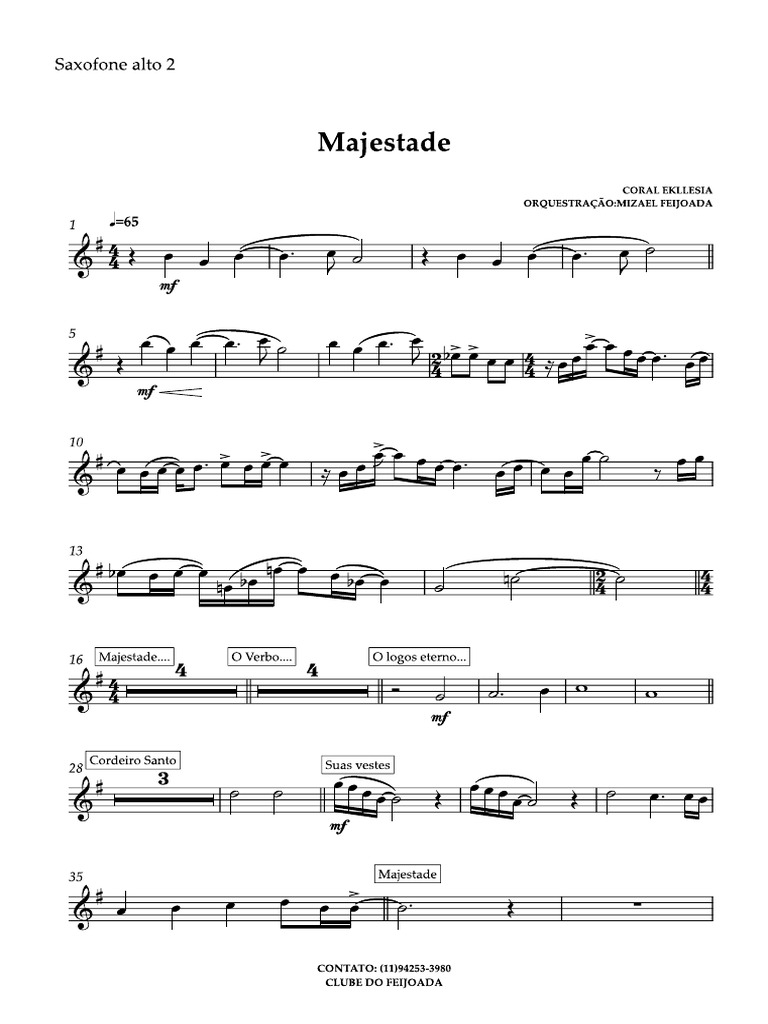 Majestade (Coral Ekklesia) Sax Alto 2 | PDF