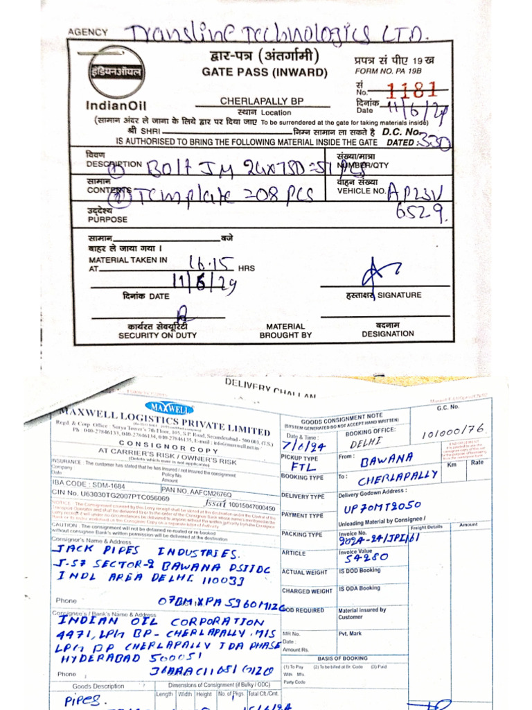 Bolt Invoice and Inward Pass | PDF