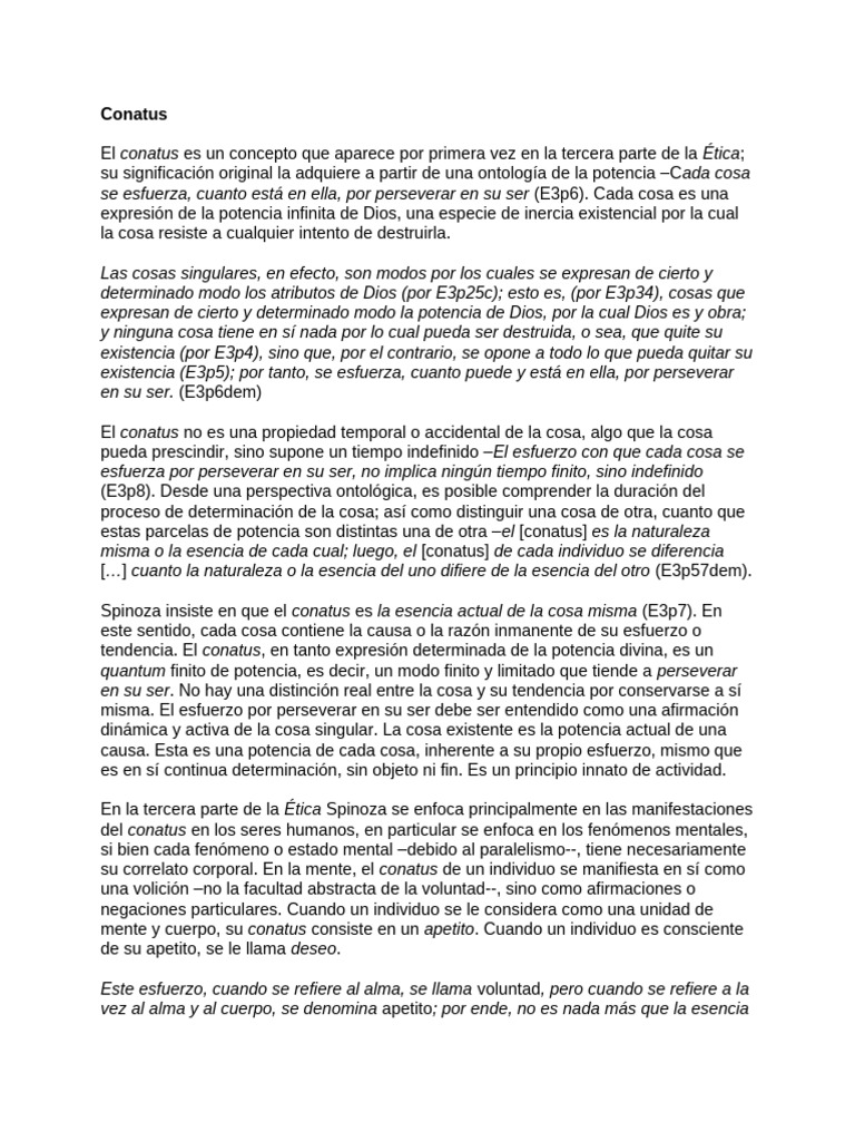 Conatus 1 | PDF | Baruch Spinoza | Esencia