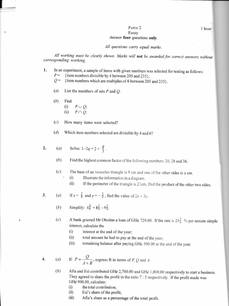 2021 Bece - Feb Mathematics-2 | PDF | Teaching Methods & Materials
