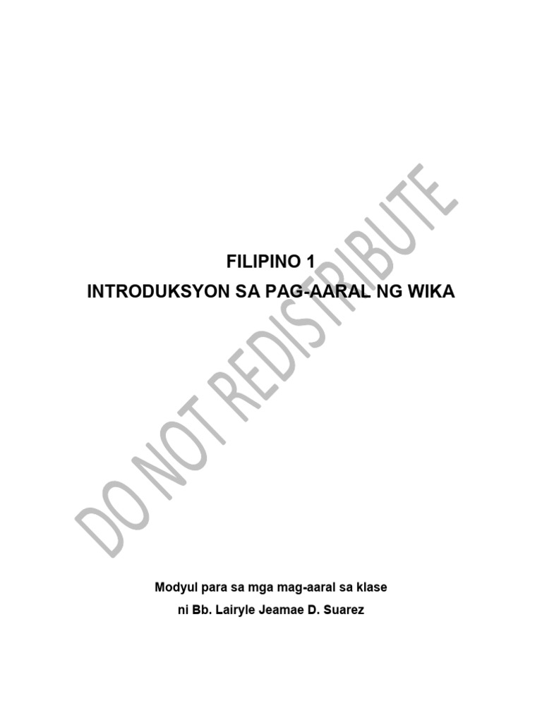 Fil 1 Modyul Unang Bahagi Rebisyon | PDF