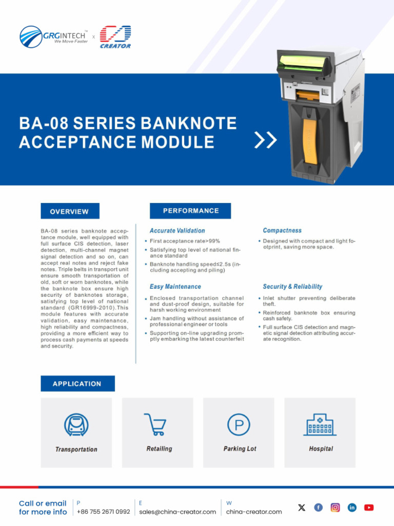 BA 08 Banknote Acceptance Module - Creator | PDF
