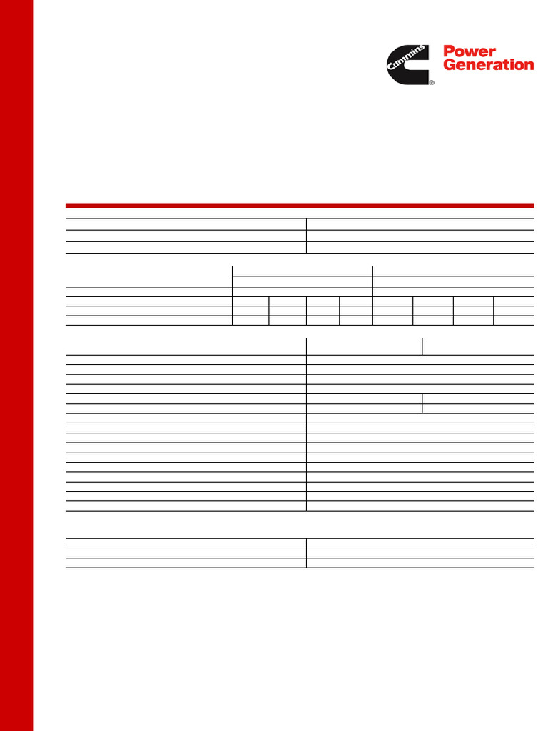 Cummins C1000D5 Specification Sheet | PDF | Engines | Diesel Engine