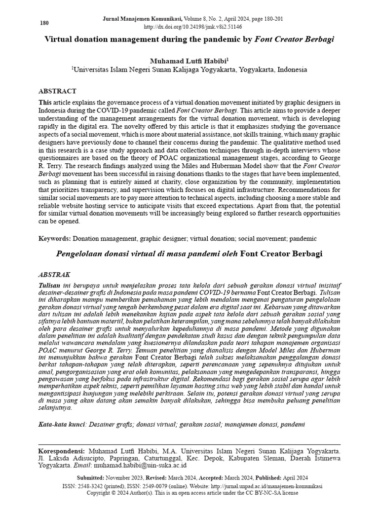 Jurnal - Virtual Donation Management During The Pandemic by Font Creator Berbagi | PDF ...