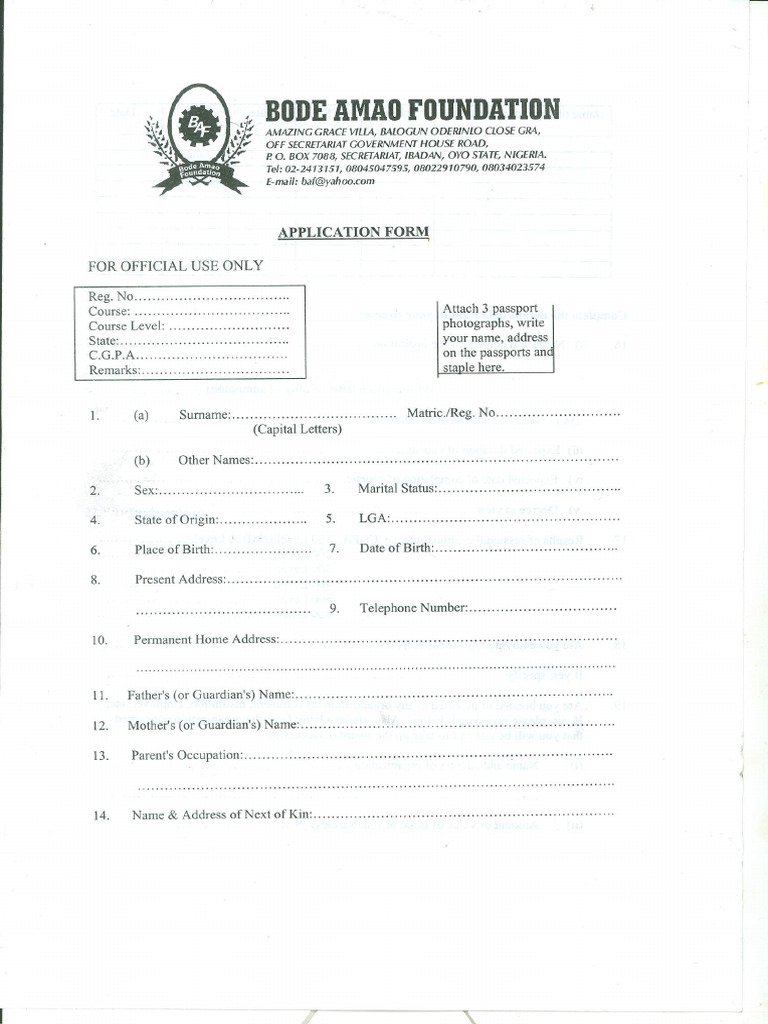 Baf Application Form | PDF