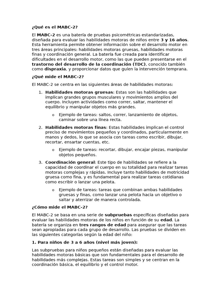 Mabc 2 | PDF | Terapia física | Evaluación