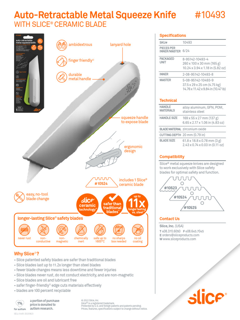 Slice Auto Retractable Metal Handle Squeeze Knife Sell Sheet Final ...