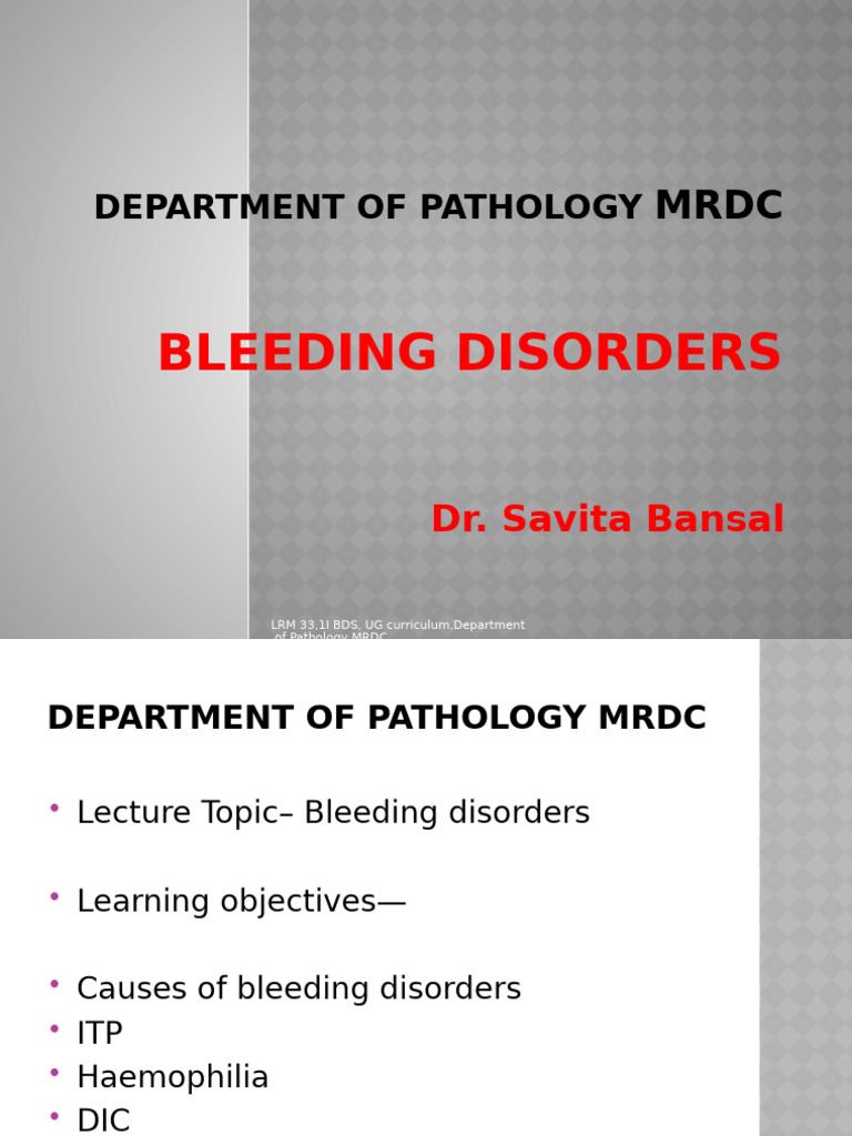 N-33 Bleeding Disorders | PDF | Platelet | Bleeding