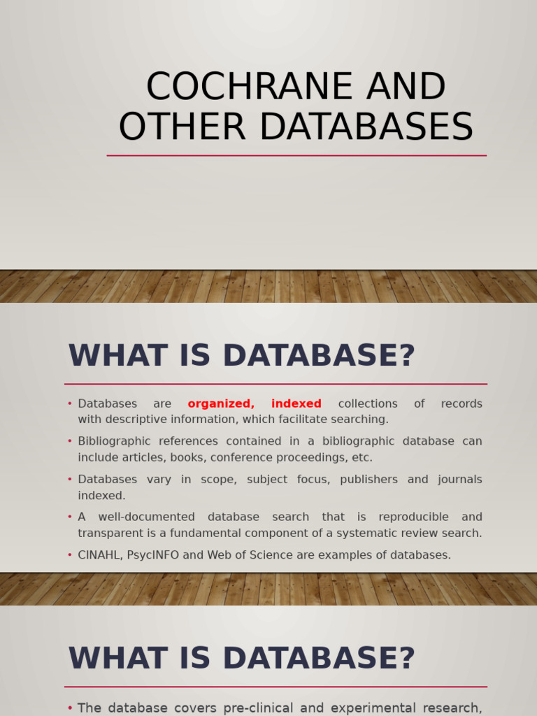 Unit 6. COCHRANE and Other Databases | PDF | Pub Med | Systematic Review