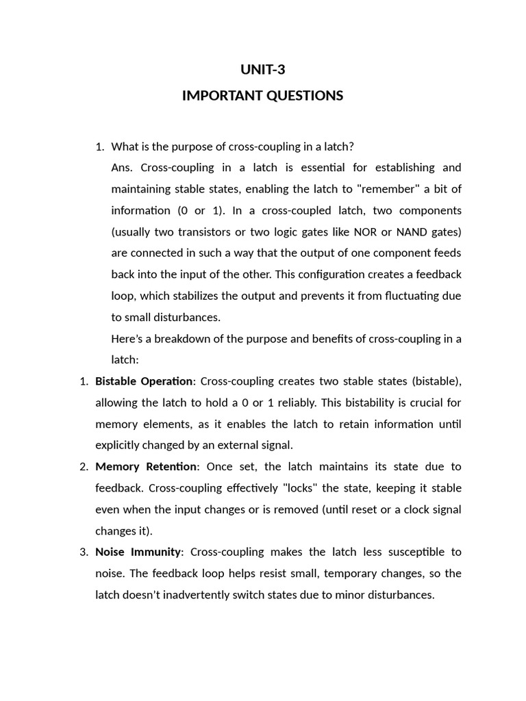 Unit-3 Important Questions | PDF | Logic Gate | Electronic Design