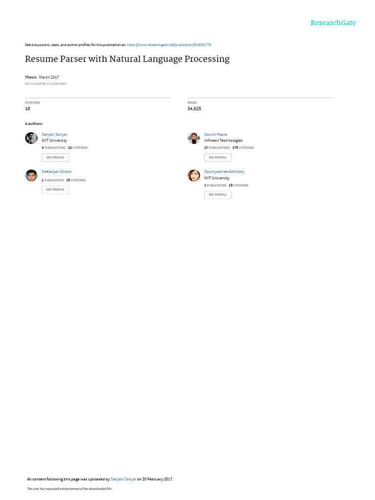NLP Resume Parser for Employers | PDF | Parsing | Semantics