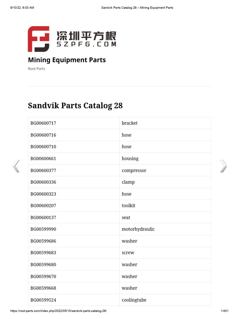 Sandvik Parts Catalog 28 - Mining Equipment Parts | PDF | Vehicle Technology