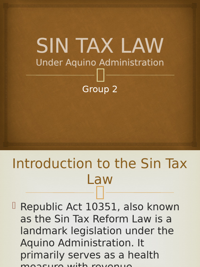 Sin Tax Reform Law Overview in the Philippines | PDF | Taxes | Value ...