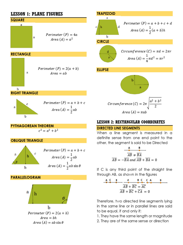 Geometry Formulas for Students | PDF | Rectangle | Line (Geometry)