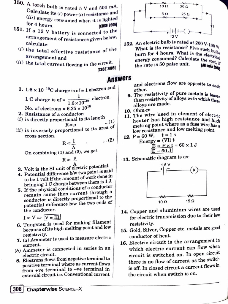 Electricity Answer PDF | PDF | Electrical Resistance And Conductance | Electric Current