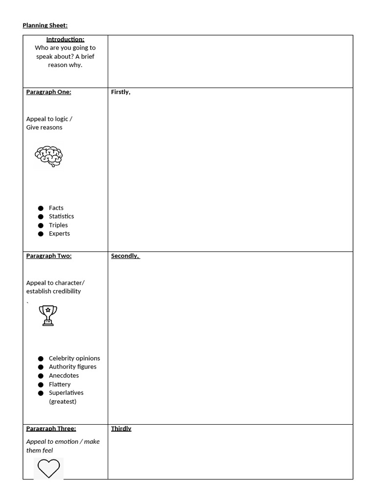Logos, Ethos, Pathos Planning Sheet | PDF | Career & Growth