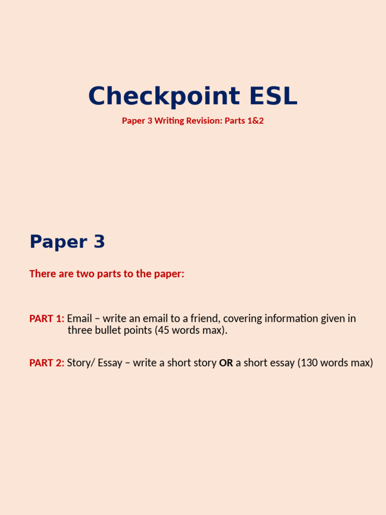 Checkpoint ESL Writing Parts 1-2 Updated1 | PDF | Essays | Reason