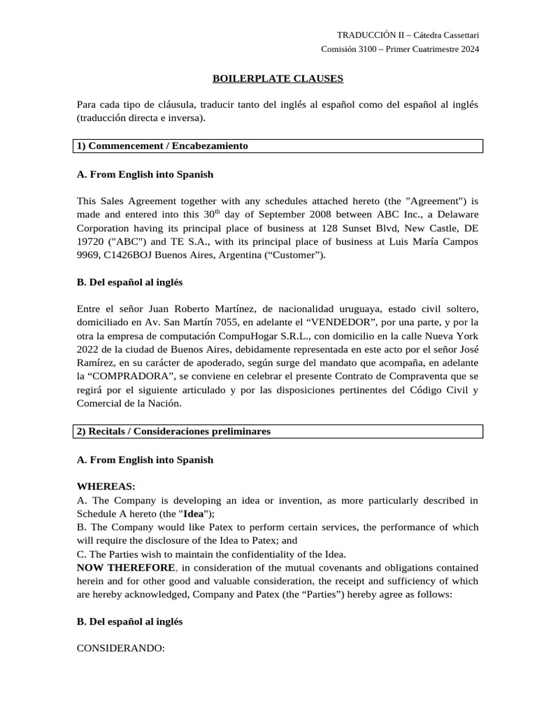 Boilerplate Clauses 2024 | PDF | Ley común | Derecho civil (sistema legal)