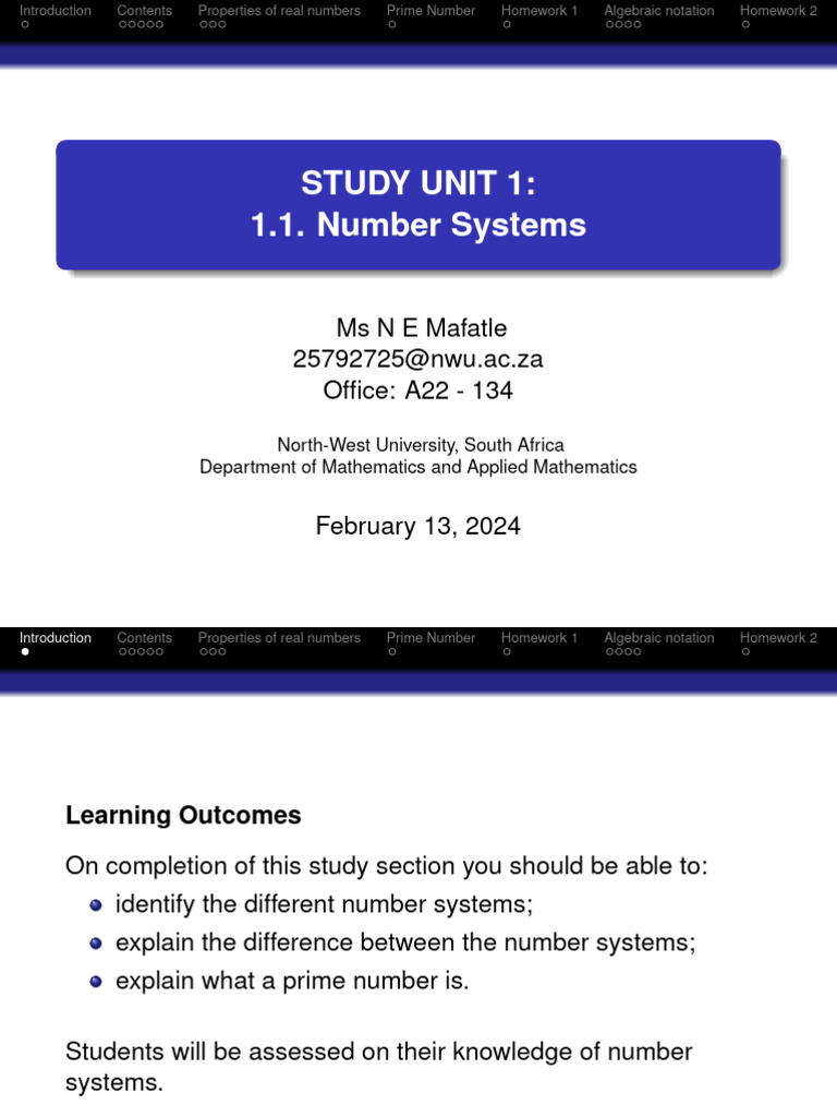1 1 1 2 Number Systems and Algebraic Notation | PDF | Numbers | Rational Number